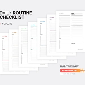 Daily Routine Checklist Tracker for Morning, Evening Journal, Fillable ...