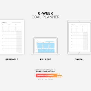 6-week Goal Planner, Fillable Work & Productivity Tracker Calendar ...