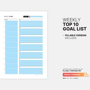 Weekly Top 10 Goal List, Goals Mapping, Setting & Review, Week Ahead ...