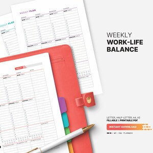 Weekly Work-life Balance Planner, Fillable Goal Mapping, Board, Task ...