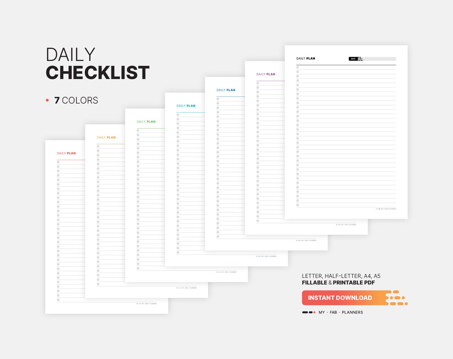 Daily Checklist Template for Task Manager & Tracker, Fillable To-do ...