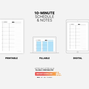 Daily 10-minute Schedule, Printable Time Management, Undated Digital ...