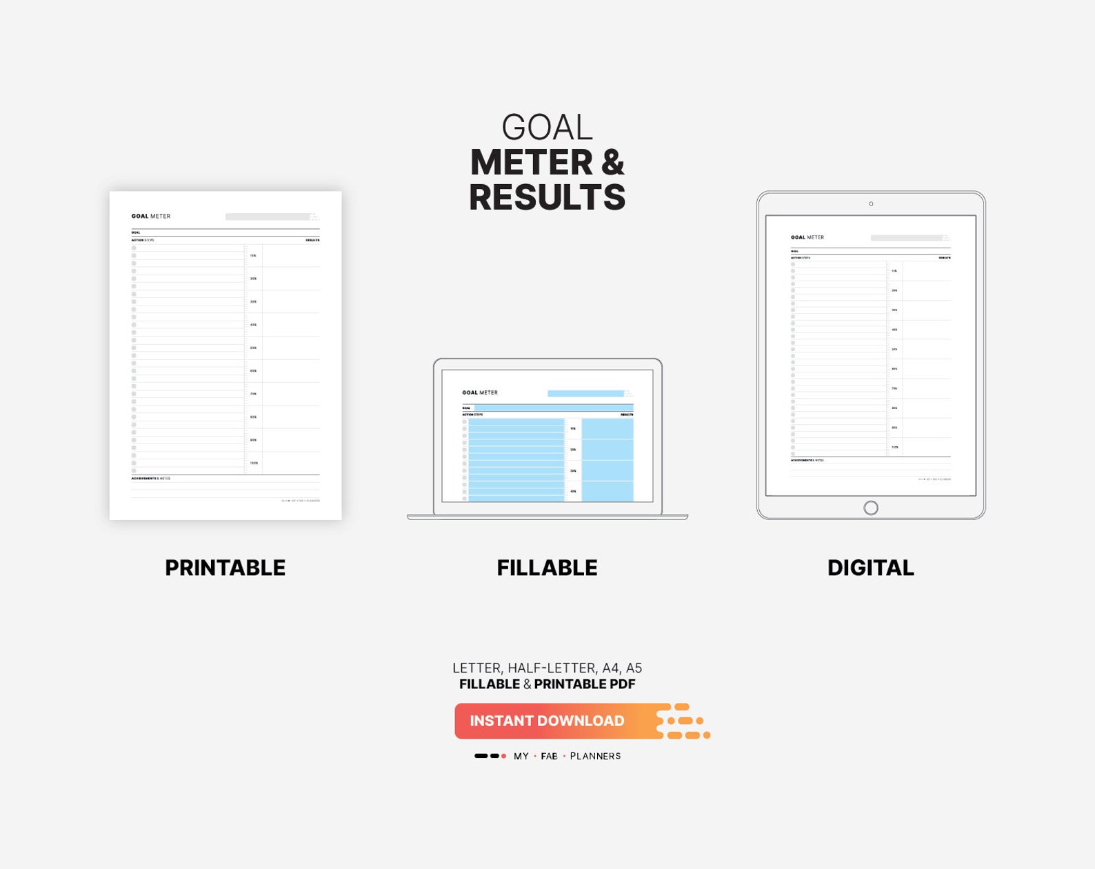 Goal Meter & Results Sheet, Goals Crusher Action Plan, Tracker, Planner ...