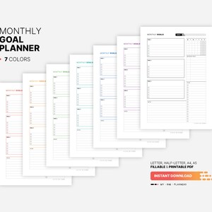 Monthly Goal Planner, Printable Work-life Goal Setting, Project ...