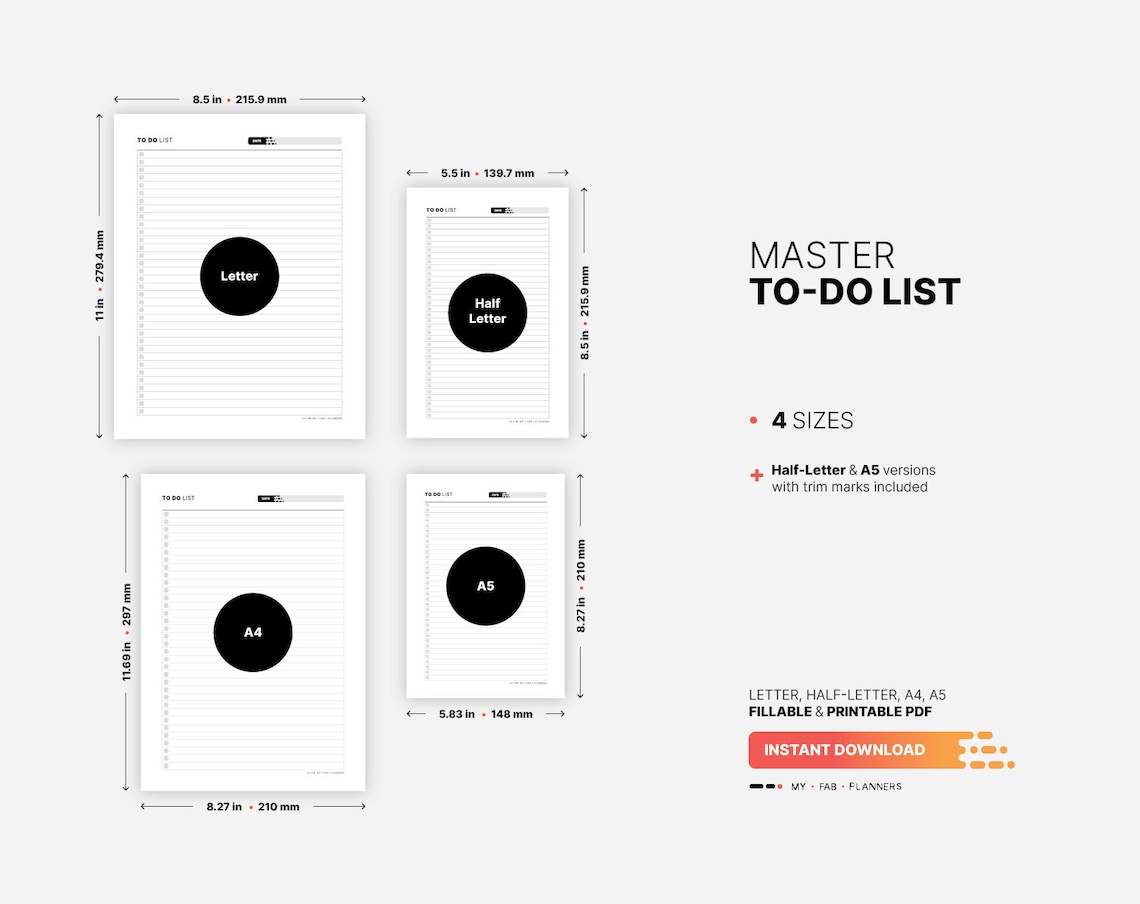 Master to Do List, Get Organized Planner, Printable Things to Do ...
