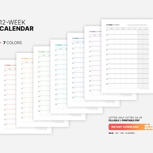 12-week Goal Wall Calendar, Fillable Quarterly Work & Productivity ...