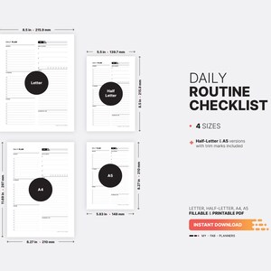 Daily Routine Checklist Tracker for Morning, Evening Journal, Fillable ...
