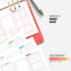 Weekly Mind Map Planner, Printable Vision Board, Fillable Task Action ...