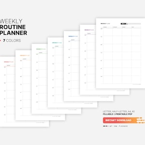 Weekly Routine Planner, Printable Daily Chore Chart, Fillable Morning ...