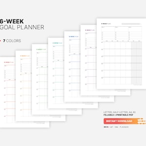 6-week Goal Planner, Fillable Work & Productivity Tracker Calendar ...