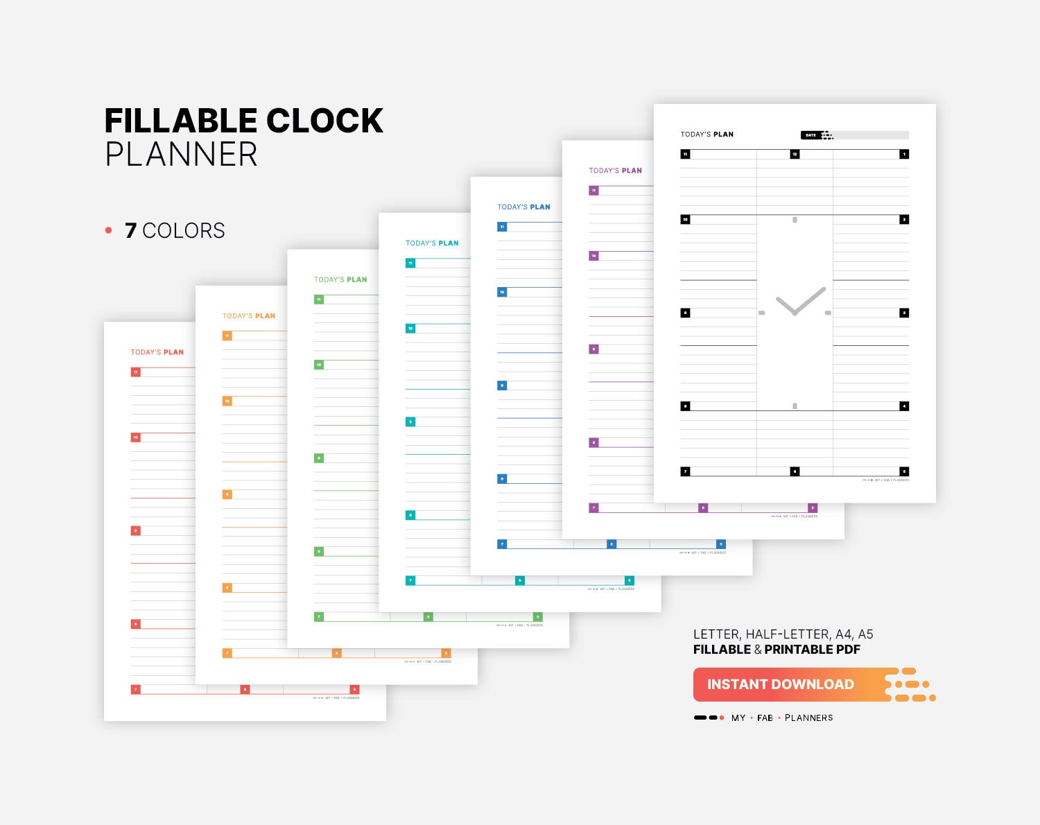 Fillable Clock, Daily Routine & Rhythm Schedule Planner, Undated ...