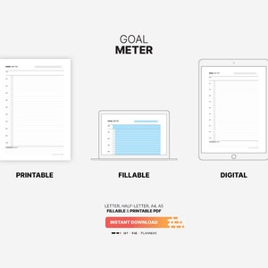 Goal Meter Sheet, Goals Crusher Action Plan, Tracker, Planner, Journal ...