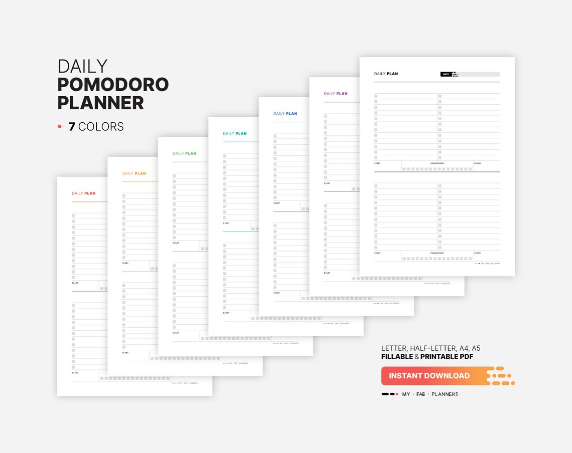 Daily Pomodoro Method Planner and Tracker Work Action Plan - Etsy Canada