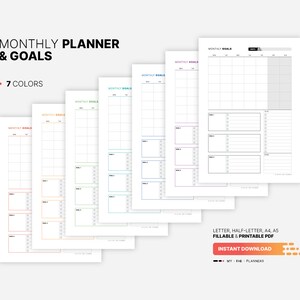 Monthly Goals Template, Life Goal Setting Planner, Fillable Things to ...