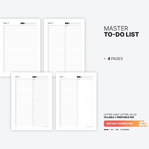 Master to Do List, Get Organized Planner, Printable Things to Do ...