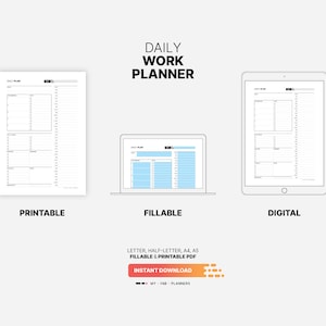 Daily Work at Home Planner, Printable Office Productivity Organization ...