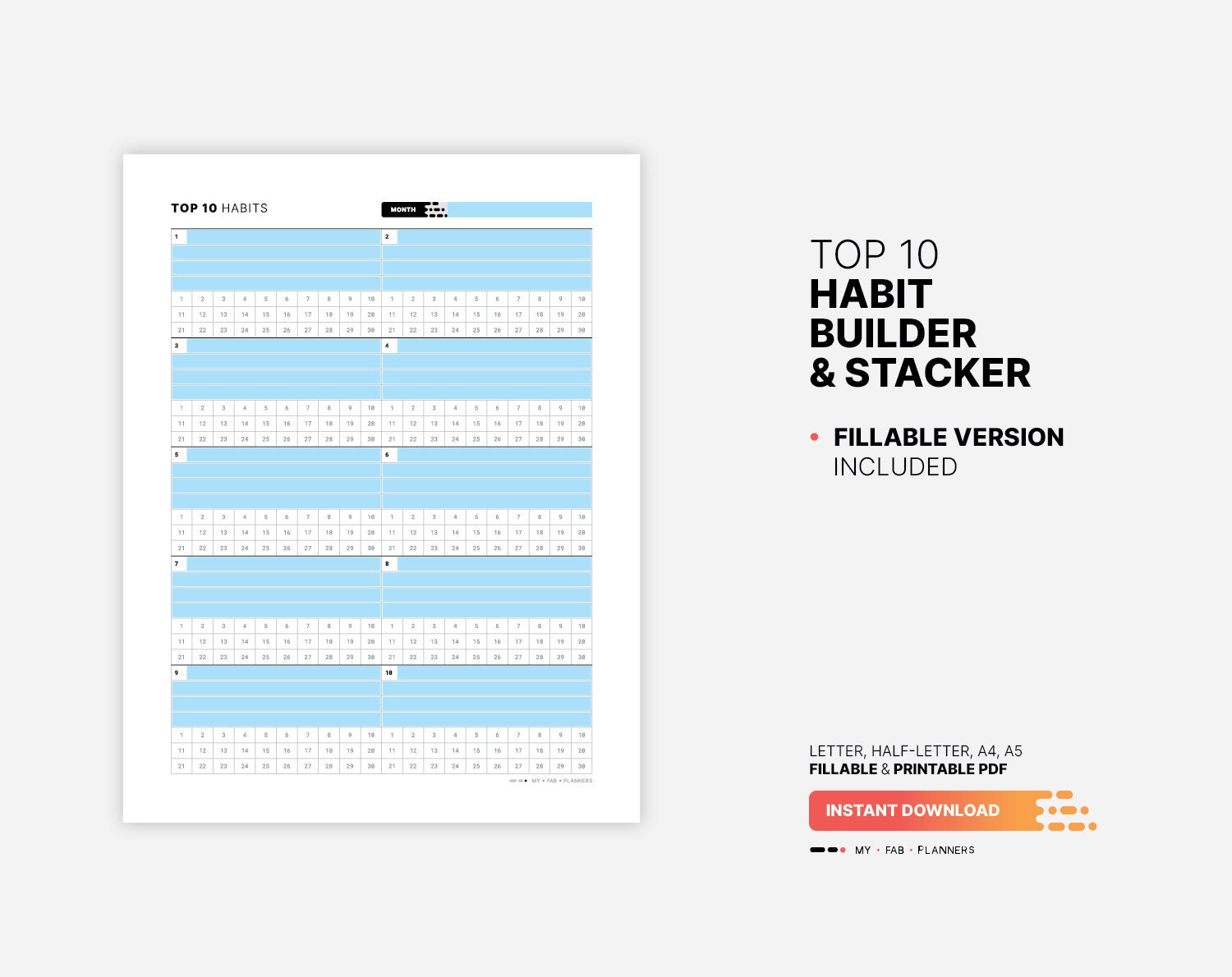 Top 10 Habit Builder & Stacker, Monthly Goal Setting List Planner ...