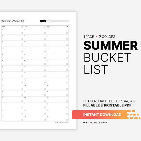 Adult Bucket List Template - Etsy