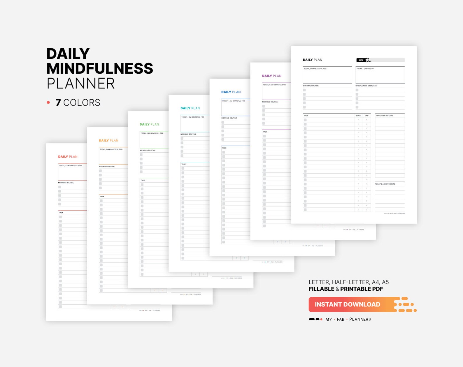 Daily Mindfulness Planner, Positive Mindset, Gratitude Journal ...