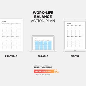 Weekly Work-life Balance & Action Plan, Goal Setting Log, Fillable To ...
