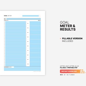 Goal Meter & Results Sheet, Goals Crusher Action Plan, Tracker, Planner ...