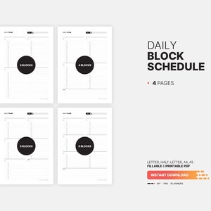 Daily Block Schedule Planner, Hourly Task Checklist, Tracker & Manager ...