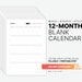 Undated 12-month Blank Calendar, Month At-a-glance Overview, Monthly ...