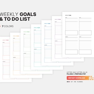 Weekly Goal Setting, Action Plan, Week at a Glance Planner on 2 Pages ...