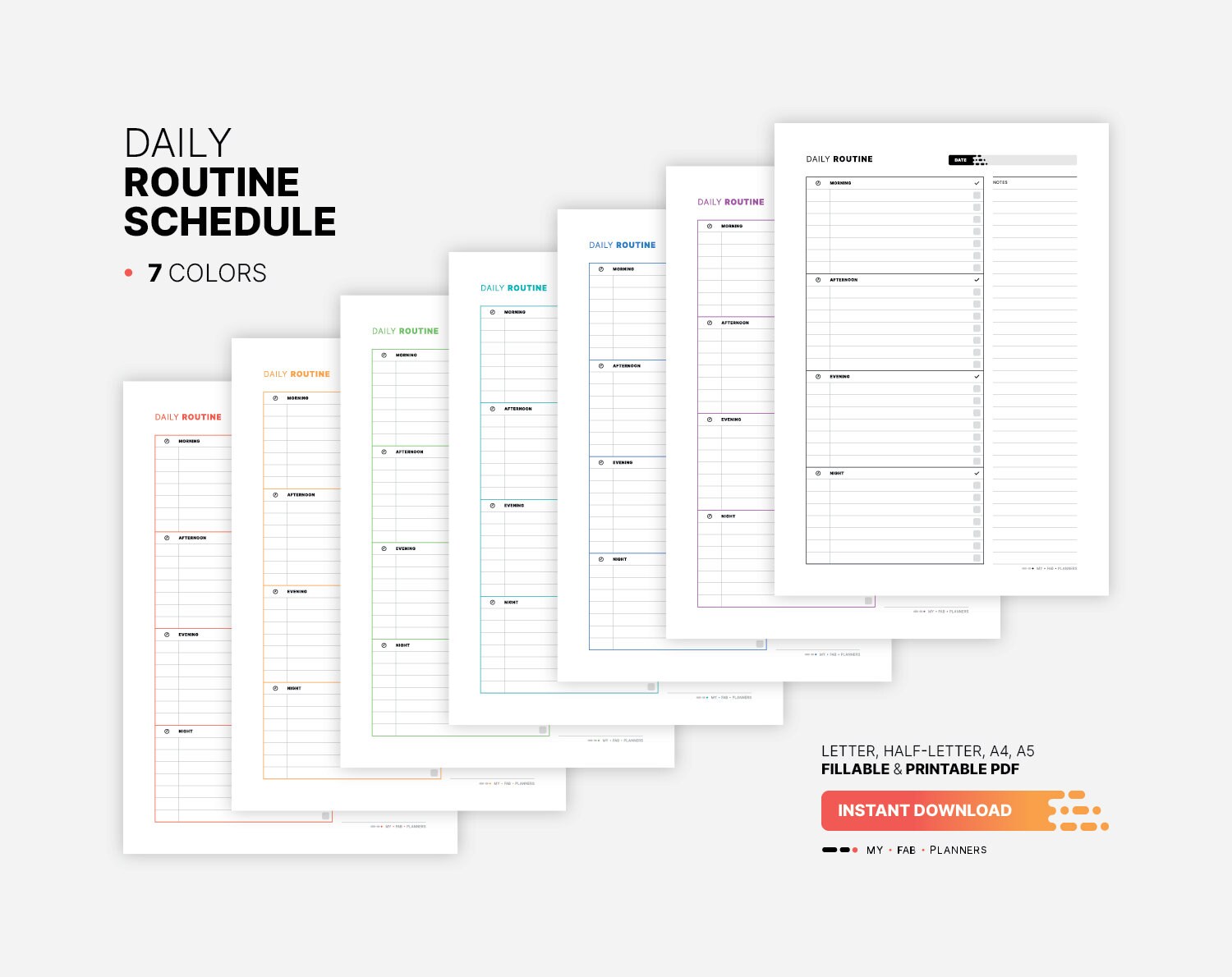 Daily Routine Schedule, Printable Morning, Night Chore Chart, Fillable ...