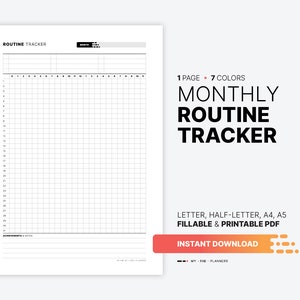 Routine Tracker & Keeper Fillable Monthly Daily 24-hour | Etsy