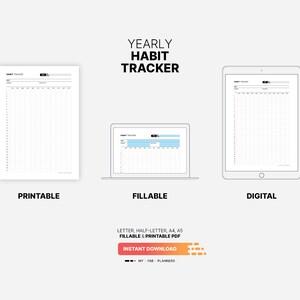 Yearly Habit Tracker Calendar, Printable Life Goal Annual Chart ...