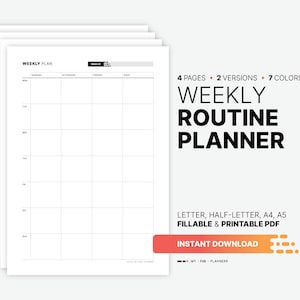 Weekly Routine Planner, Printable Daily Chore Chart, Fillable Morning ...