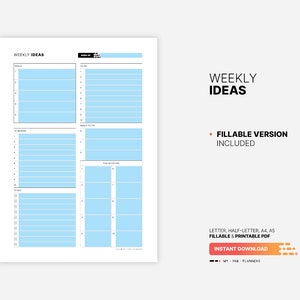 Weekly Ideas Journal, Idea List Planner & Goals Boards, to Do Fun ...