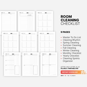 Room Cleaning Template, Printable Home Checklist, Fillable Daily ...
