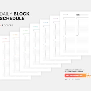 Daily Block Schedule Planner, Hourly Task Checklist, Tracker & Manager ...