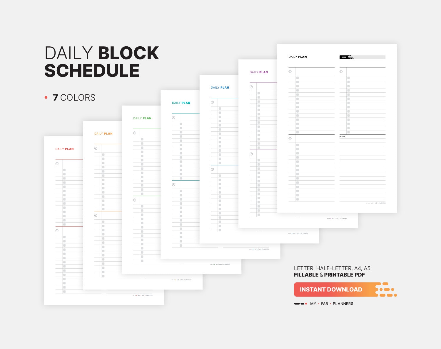 Daily Block Schedule Planner, Hourly Task Checklist, Tracker & Manager ...