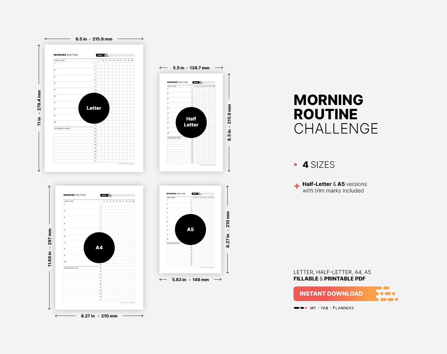 Morning Routine Challenge 30 Day Habit Tracker Checklist - Etsy