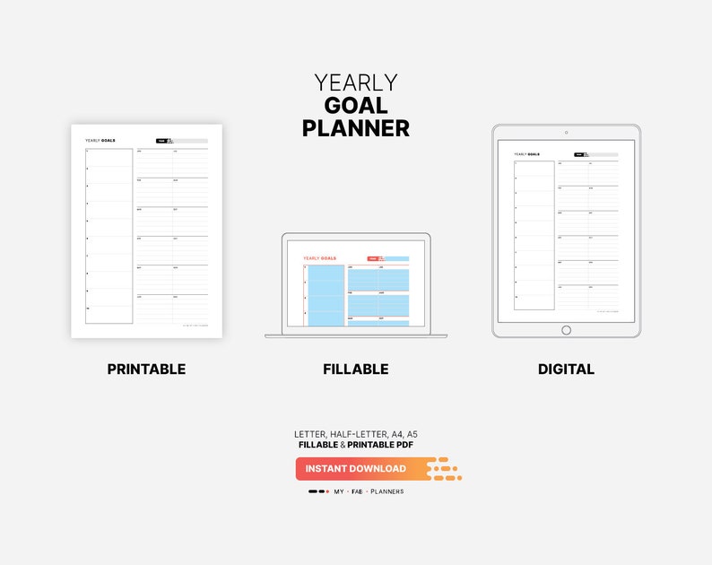 Yearly Goal Planner Top 10 Life Goal List Setting Fillable - Etsy Yearly Goal Planner Top 10 Life Goal List Setting Fillable - Etsy