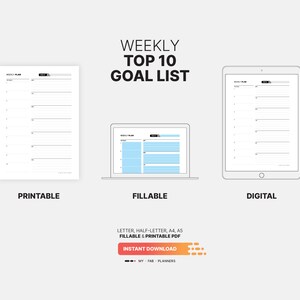 Weekly Top 10 Goal List, Goals Mapping, Setting & Review, Week Ahead ...