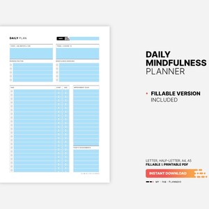 Daily Mindfulness Planner, Positive Thinking Mindset, Gratitude Journal ...
