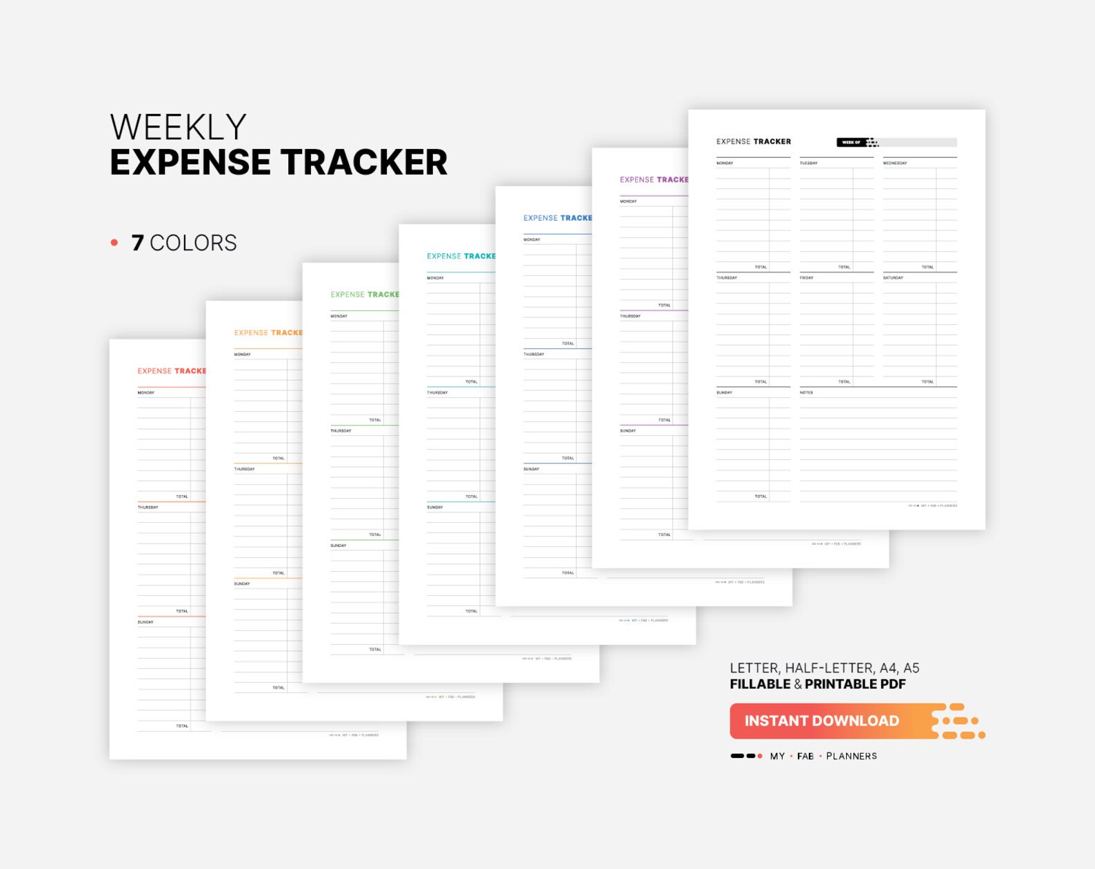 Weekly Expense Tracker Sheet, Fillable Financial Journal Sheets, Book ...