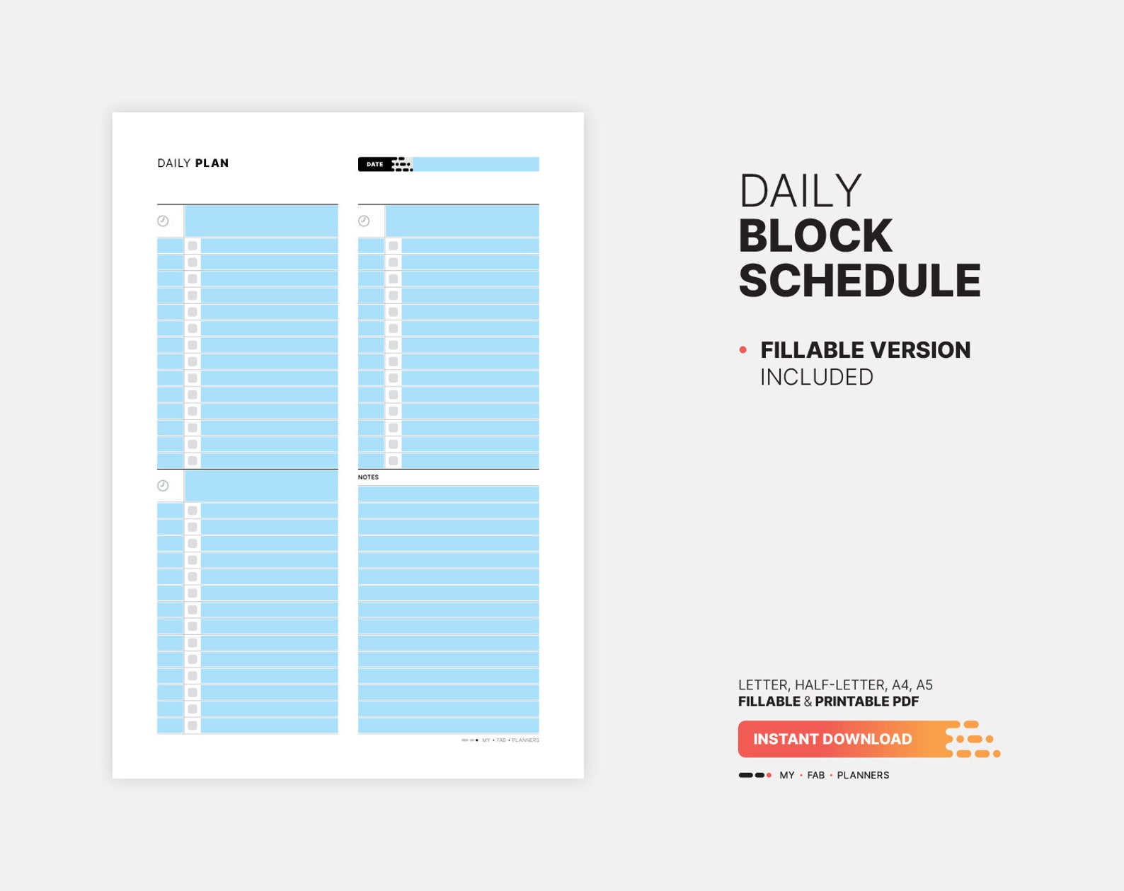 Daily Block Schedule Planner, Hourly Task Checklist, Tracker & Manager ...