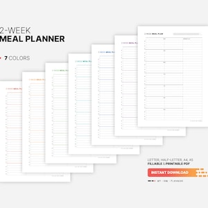 2-week Meal Planner, Grocery List, Printable Biweekly Healthy Prep Plan ...