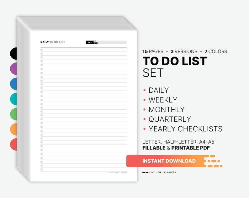 Things to Do List Template, Printable Daily, Weekly, Monthly, Quarterly ...