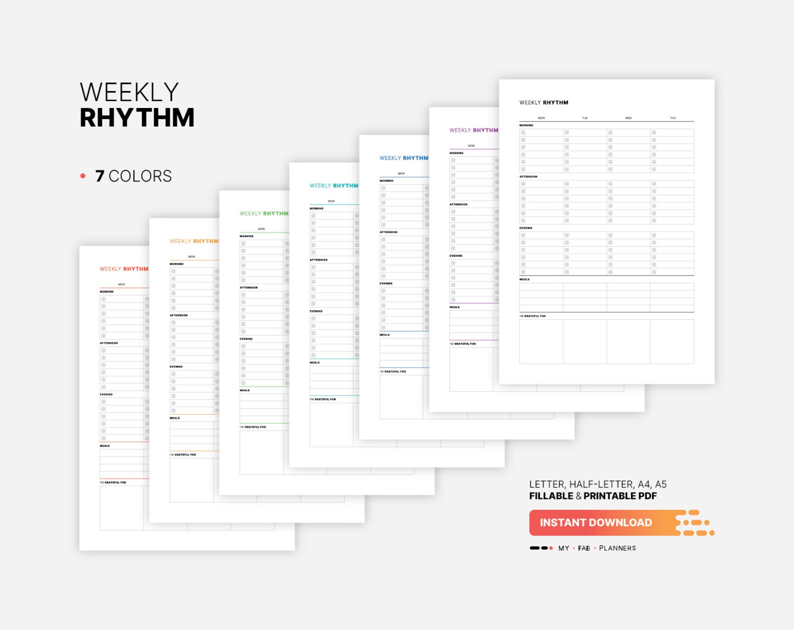 Weekly Rhythm Chart, Fillable Daily Morning & Evening Routine Checklist ...