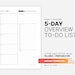 5-day Overview Printable Things to Do Checklist Fillable - Etsy