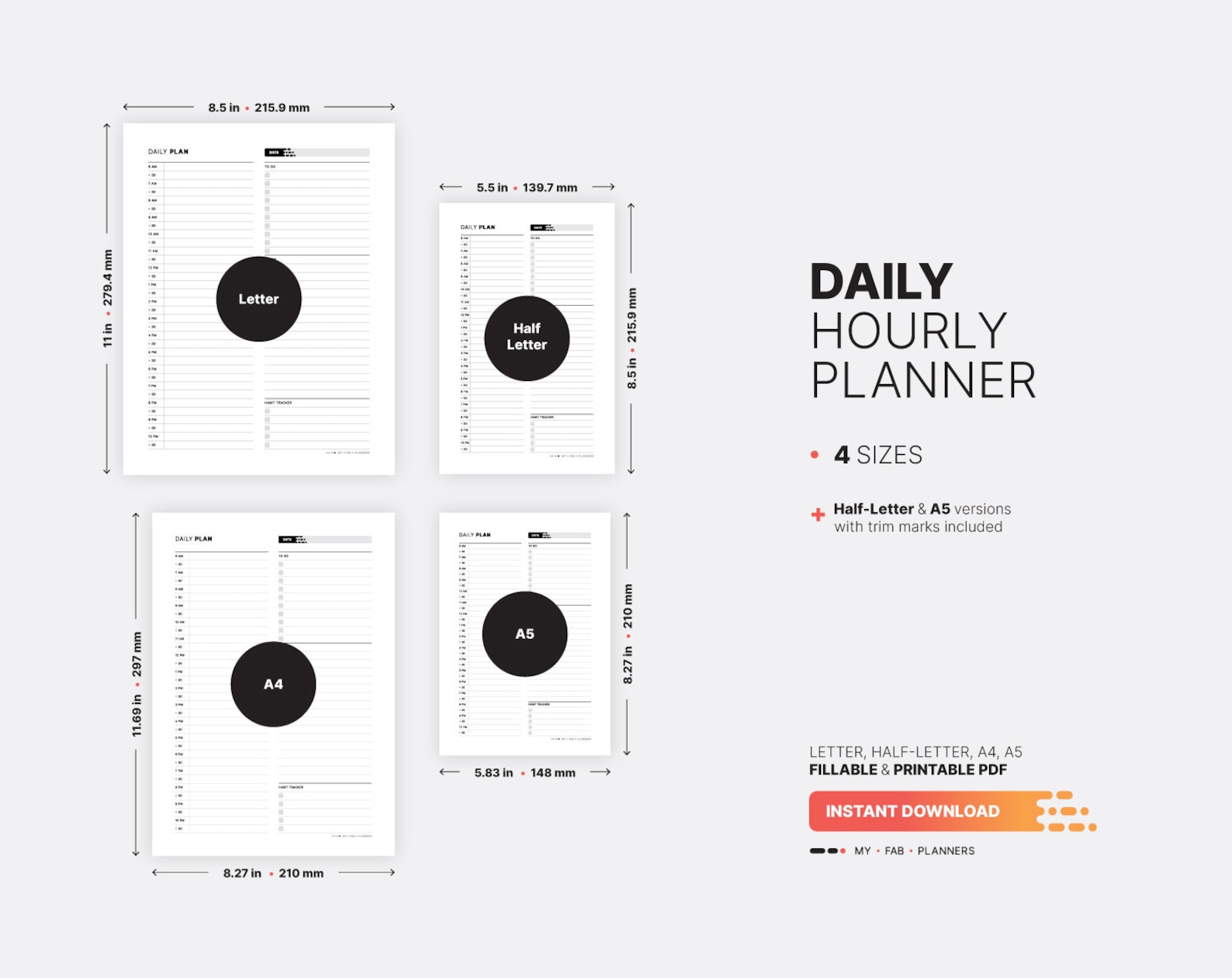 Half Hour Daily Planner, Printable PDF Template - Etsy