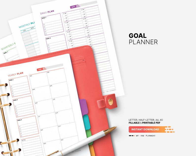 Goal Planner, Long Term Life Vision Board, Yearly, Quarterly, Monthly ...