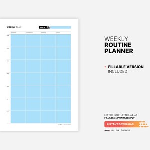 Weekly Routine Planner, Printable Daily Chore Chart, Fillable Morning ...