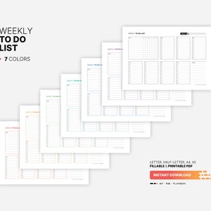 Weekly to Do List Planner, Printable Task List Chart, Productivity ...
